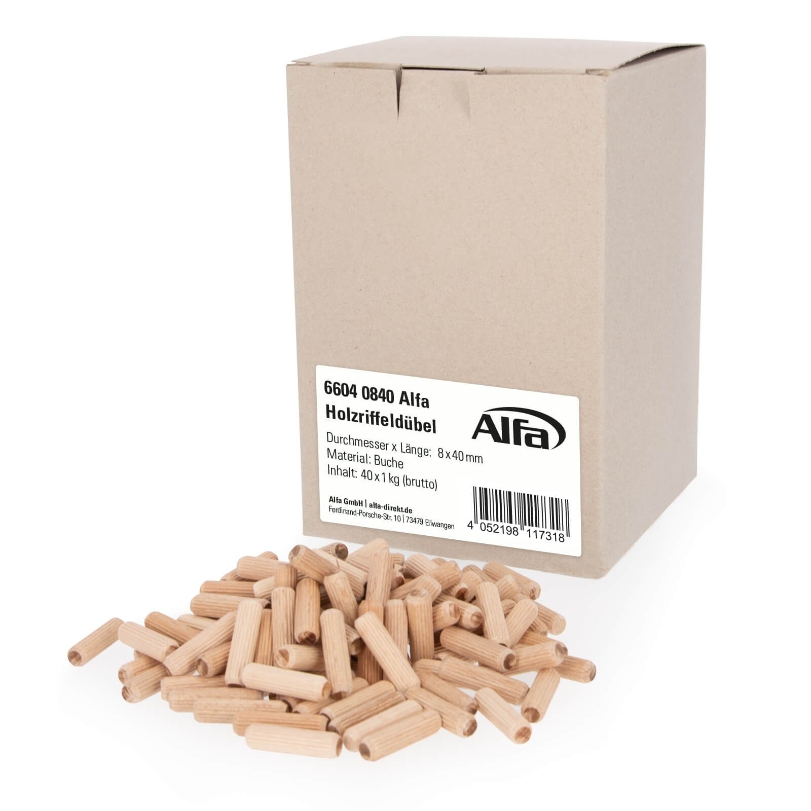 Chevilles en bois de hêtre chanfreinées des deux côtés