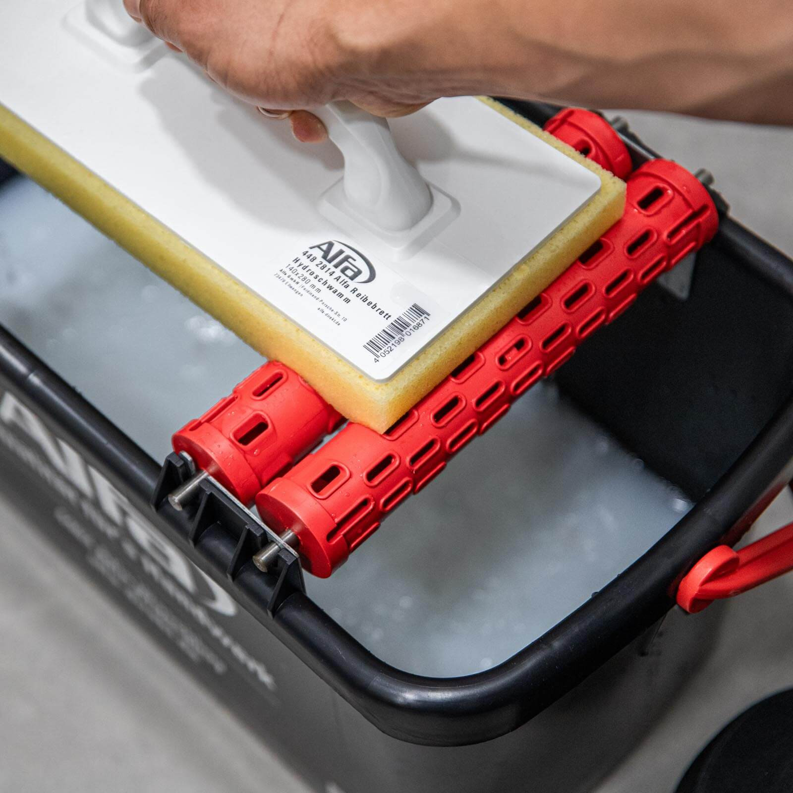 Laveur Pro avec 2 roues de sol et 2 rouleaux de lavage à picots