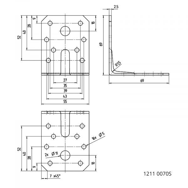 1211 ALFA Équerre avec renfort